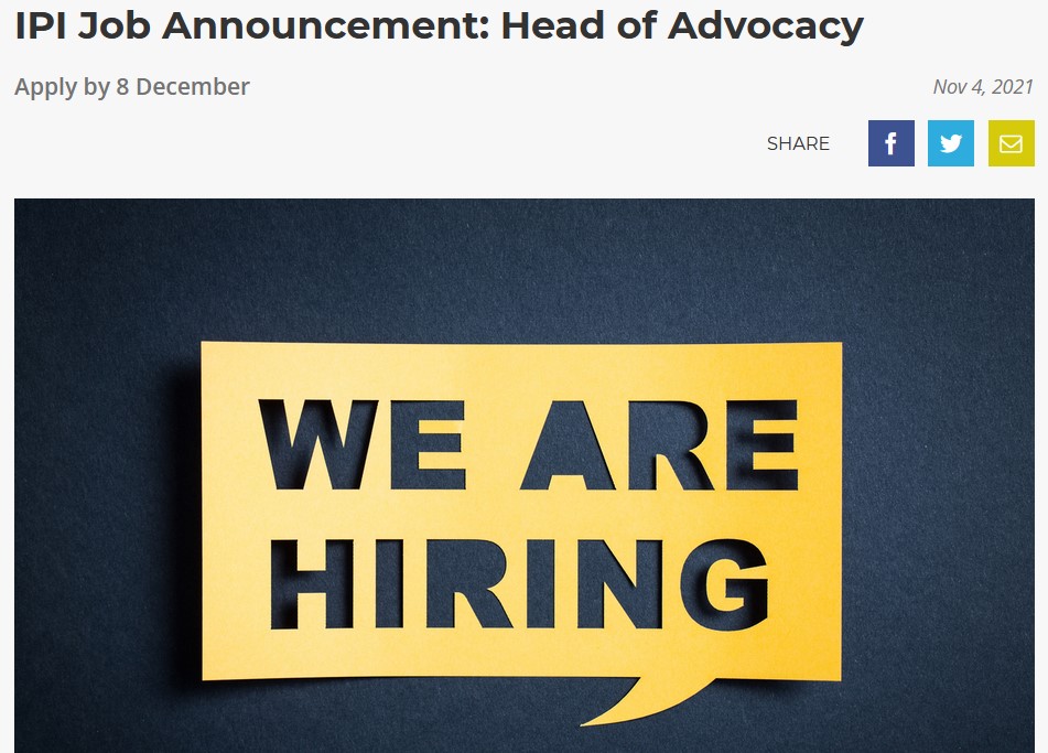 IPI Job Announcement: Head of Advocacy / News / Media Freedom in Europe ...