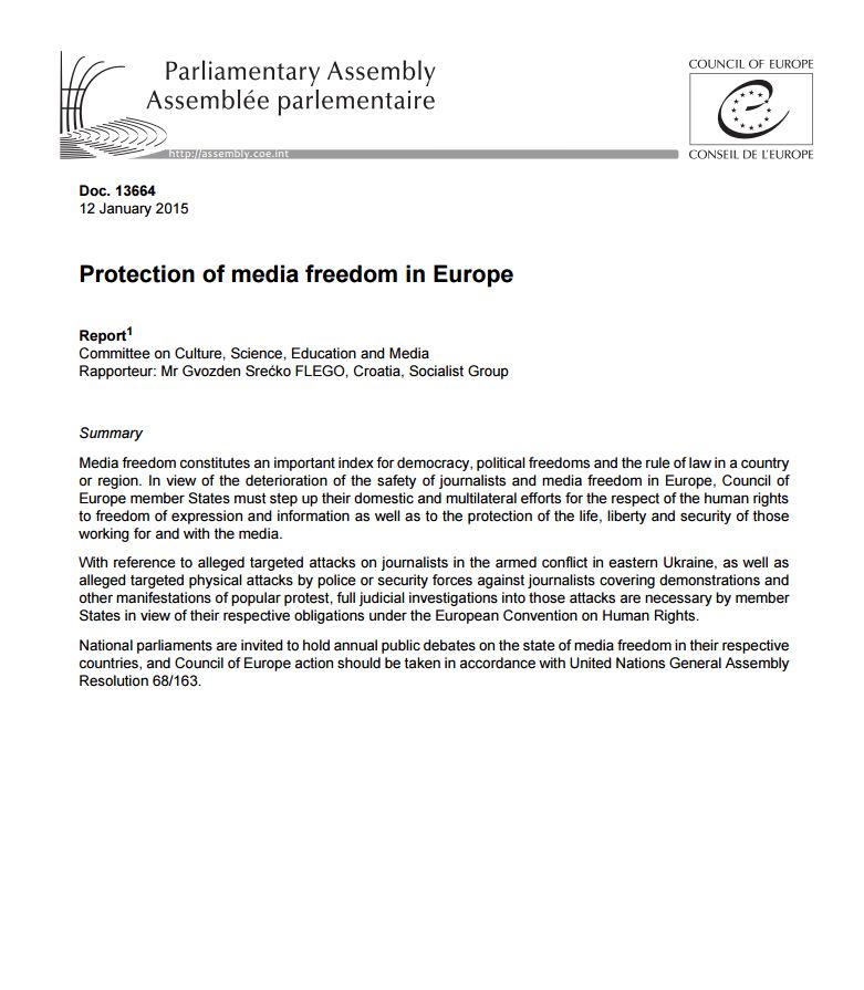 Protection of media freedom in Europe / Reports and papers / Resources ...