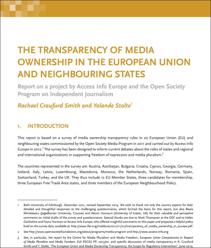 The Transparency of Media Ownership in the European Union and ...