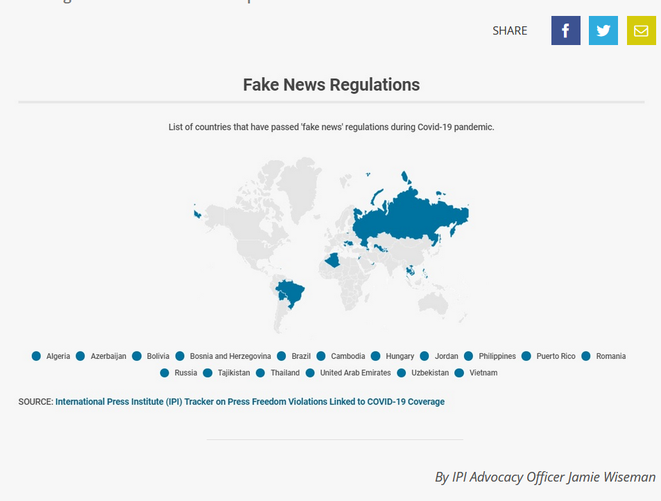 Rush to pass ‘fake news’ laws during Covid-19 intensifying global media ...